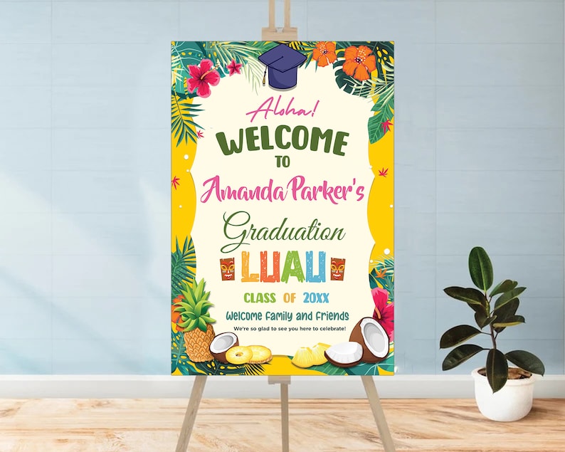 Editable Luau Graduation Welcome Sign 2023 Template, Tropical ...