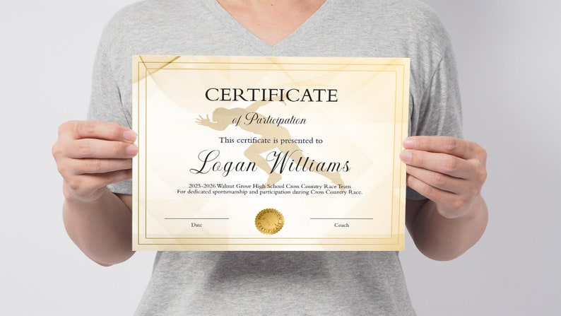 Editable Cross Country Running Award Certificate Template for - Etsy