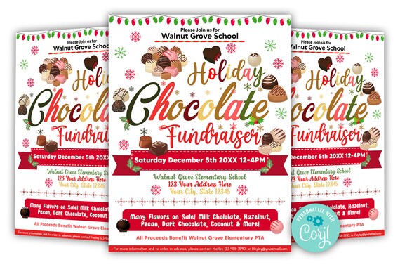 Editable Fundraiser Flyer, Christmas Chocolate Candy Holiday Flyer ...