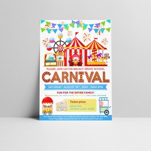 Editable School Carnival Flyer, Circus Party Invitation, School Church ...