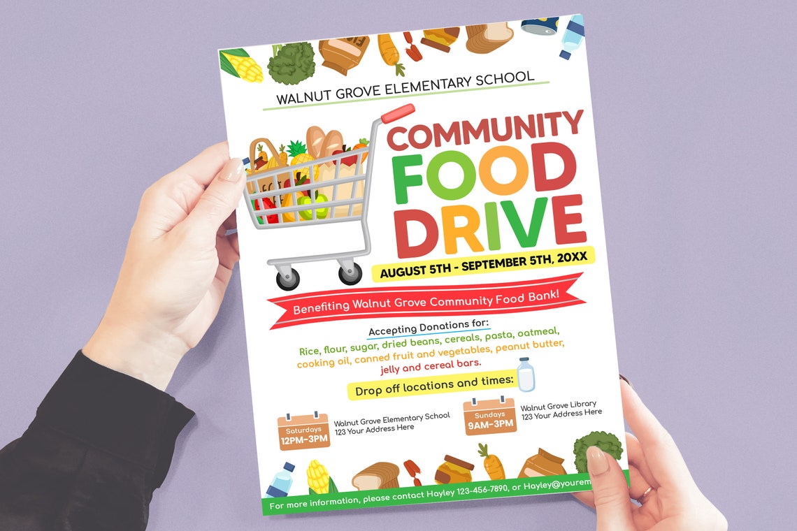 Editable Food Drive Flyer School Church Fundraiser Invite - Etsy