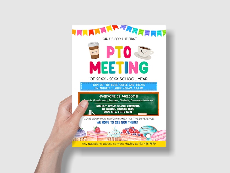 Editable PTO PTA Meeting Flyer Template Back to School - Etsy