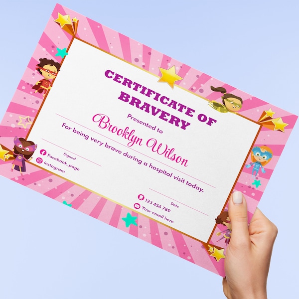 Editable Bravery Certificates - Etsy UK