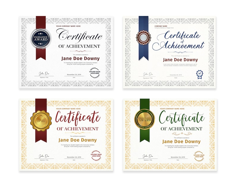 EDITABLE Certificate of Achievement Template BUNDLE Printable - Etsy