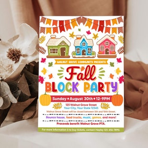 Editable Fall Block Party Flyer, Thanksgivinghalloween Invitation ...