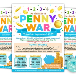Editable Penny War Fundraiser Flyer, Church Nonprofit PTO PTA Event ...