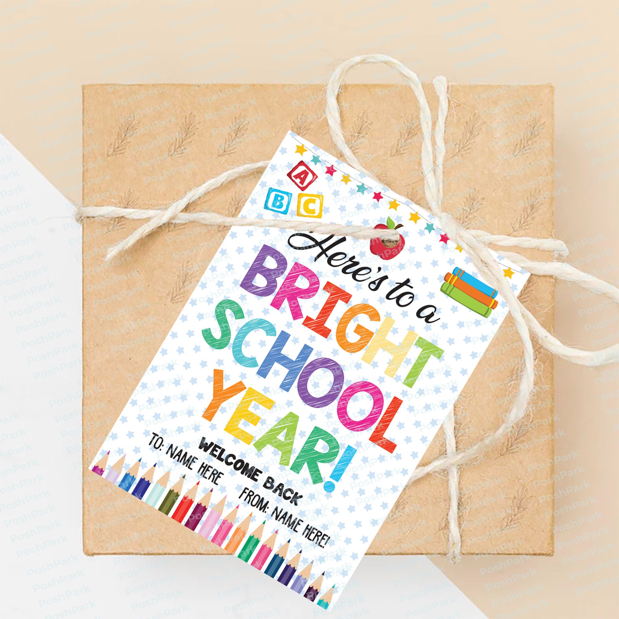 Editable Bright School Year Gift Tag Template Colorful - Etsy