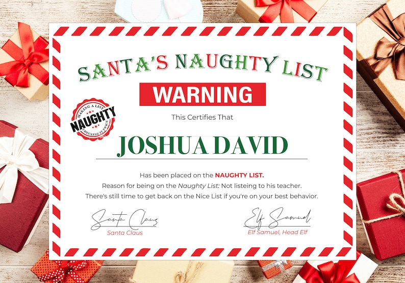 Editable Santa Warning Letter Printable Santa Naughty List - Etsy