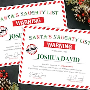 Editable Santa Naughty Nice List Certificate Bundle, Set of 2 Christmas ...