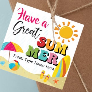 Custom Summer Gift Tags for Teacher, Beach-theme Summer Gift Tags ...
