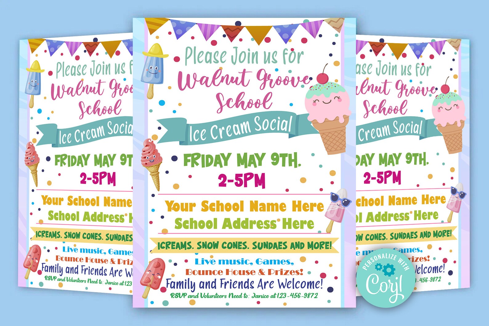 Ice Cream Social Flyer Ice Cream Social Invitation Ice Cream - Etsy