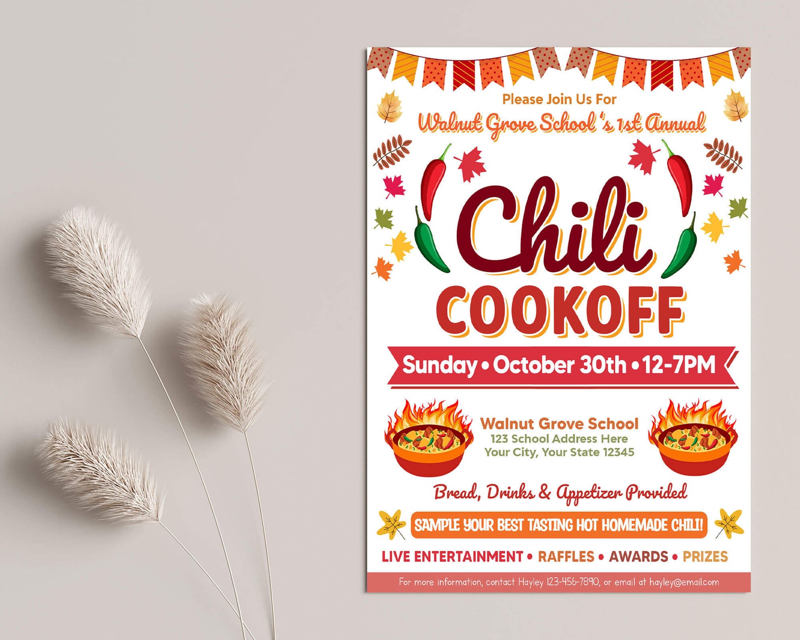 Fall Chili Cookoff Flyer, Editable Autumn Chili Cook off Contest Poster ...