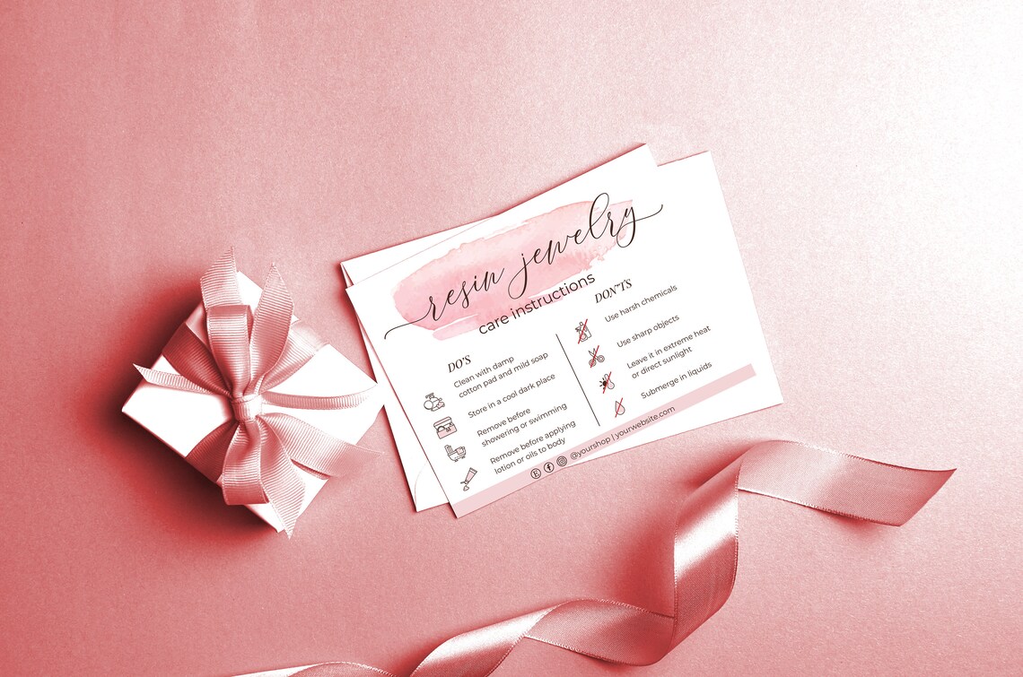 Resin Jewelry Care Card Resin Jewelry Care Instructions | Etsy