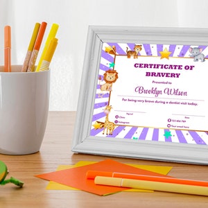 Editable Certificate of Bravery, Cute Animal Theme Printable Kids ...