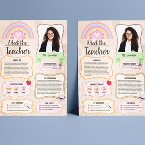 Meet the Teacher Template Rainbow, Meet the Teacher Template Coral ...