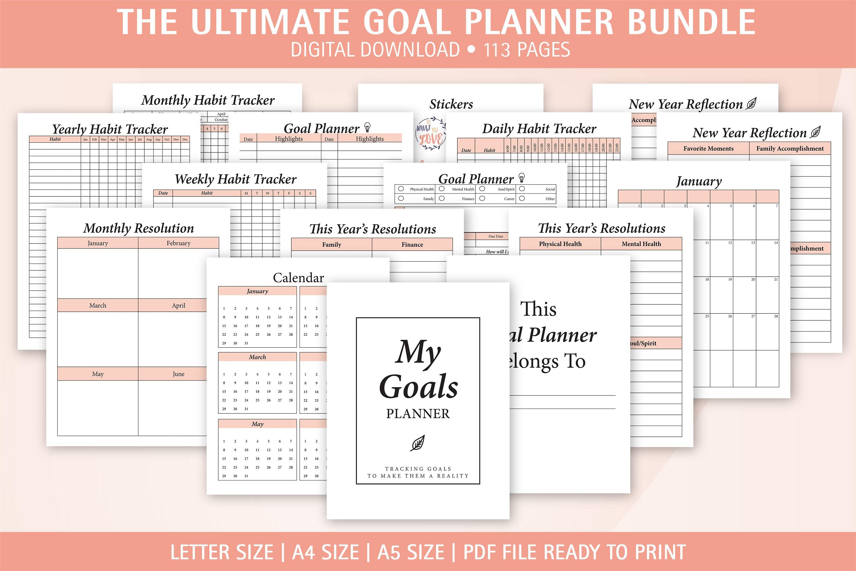 The Ultimate Goal Journal / Goal Journal BUNDLE, Includes Habit Planner ...