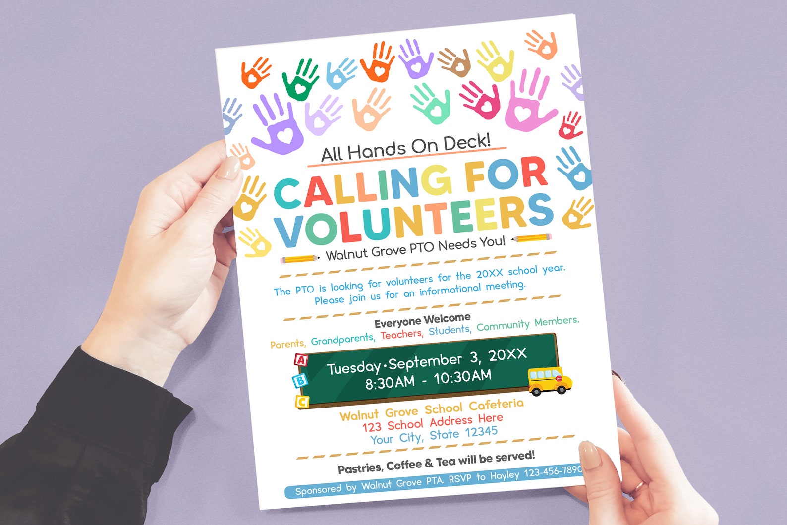 Editable Volunteer Recruitment Flyer, School Volunteer Fundraiser Event ...
