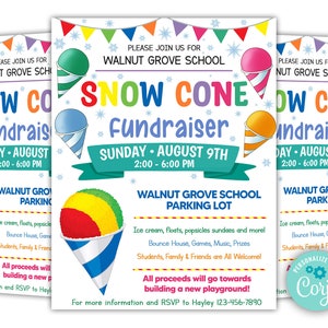 Snow Cone Fundraiser Flyer Template, School Charity Template, Flyer ...