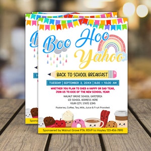 EDITABLE Boo Hoo Yahoo Back to School Breakfast Flyer, Back to School ...