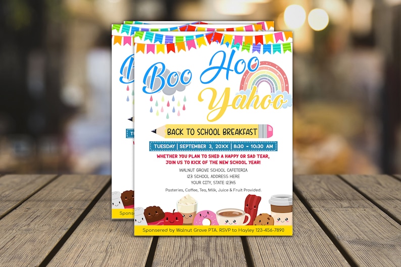 EDITABLE Boo Hoo Yahoo Back to School Breakfast Flyer Back to - Etsy