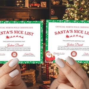 Mini Nice List Certificate Printable, Santa Certificate, Card Size ...