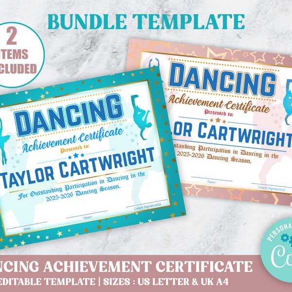 Dance Certificate - Etsy
