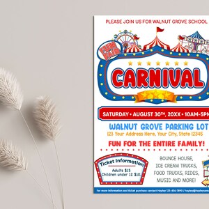 Editable Carnival Flyer Template, Circus Party Invitation, Carnival ...