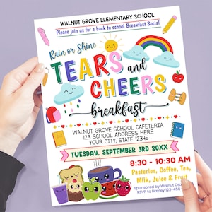 Tears and Cheers Breakfast Invitation Flyer, Back to School Breakfast ...