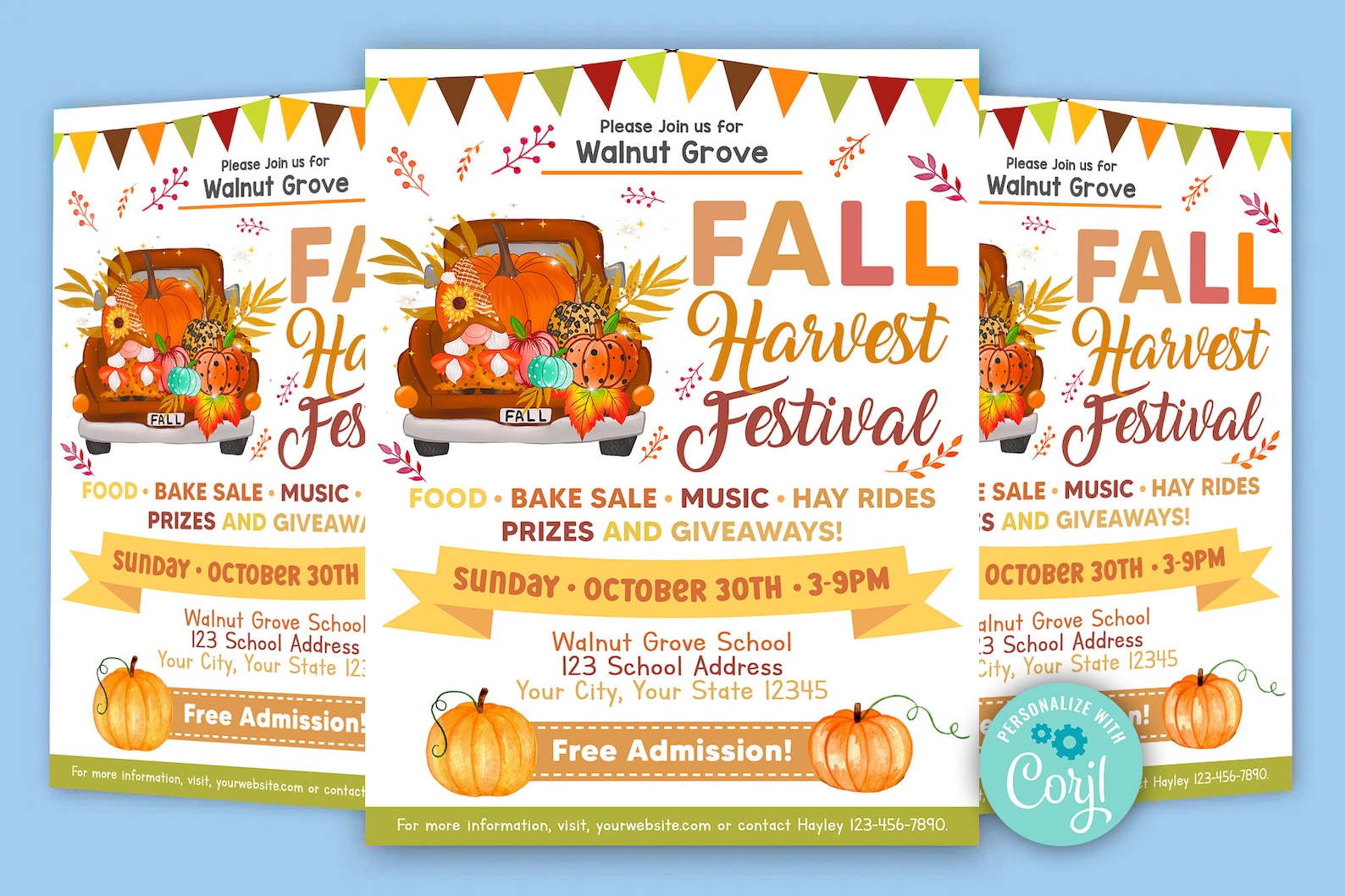 Editable Fall Harvest Festival Flyer School Church Community - Etsy
