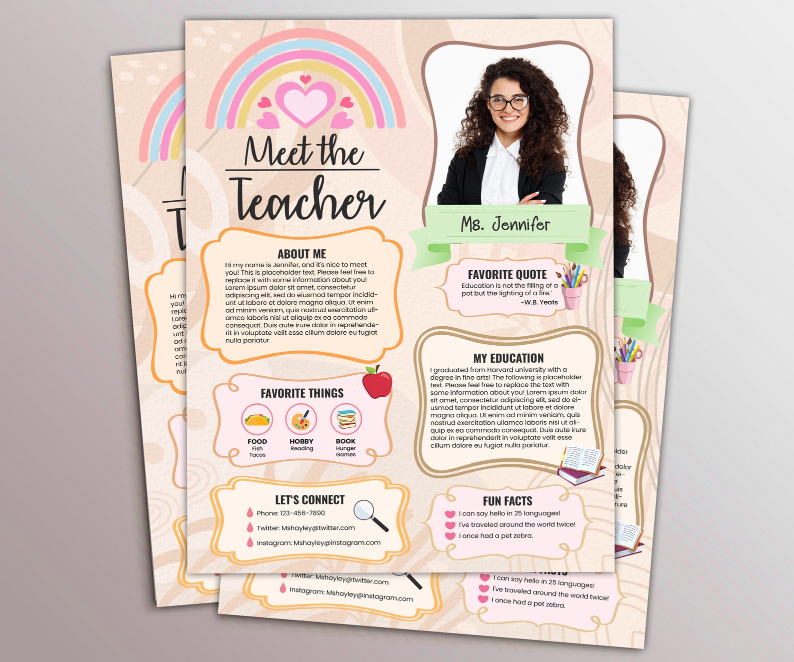 Meet the Teacher Template Rainbow Meet the Teacher Template - Etsy