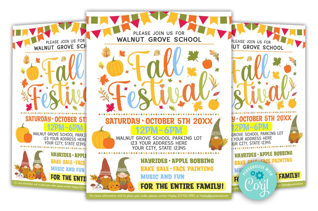 Editable Fall Festival Flyer, School Church Halloween Fall Invite, Fall ...