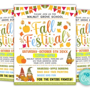 Editable Fall Festival Flyer, School Church Halloween Fall Invite, Fall ...