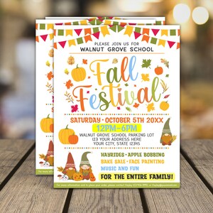 Editable Fall Festival Flyer, School Church Halloween Fall Invite, Fall ...