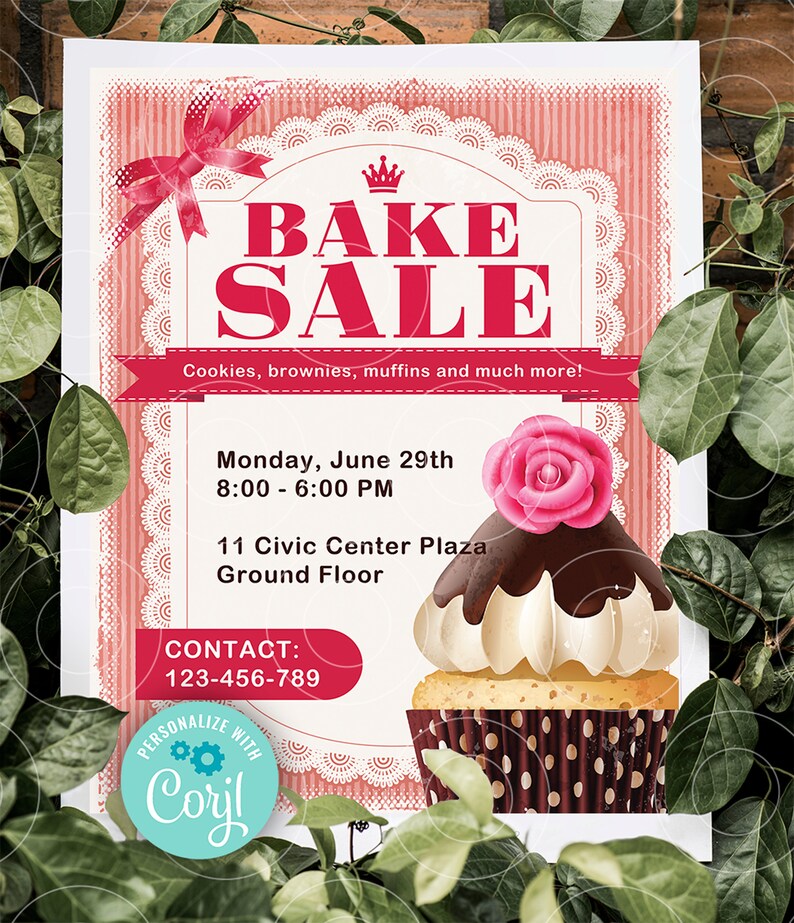 Editable Bake Sale Flyer Template | Printable Fundraiser Flyer - Etsy