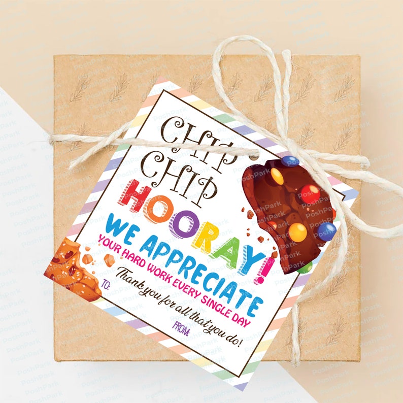 PDF Cookie Thank You Tag, Chip Chip Hooray Printable, Staff ...