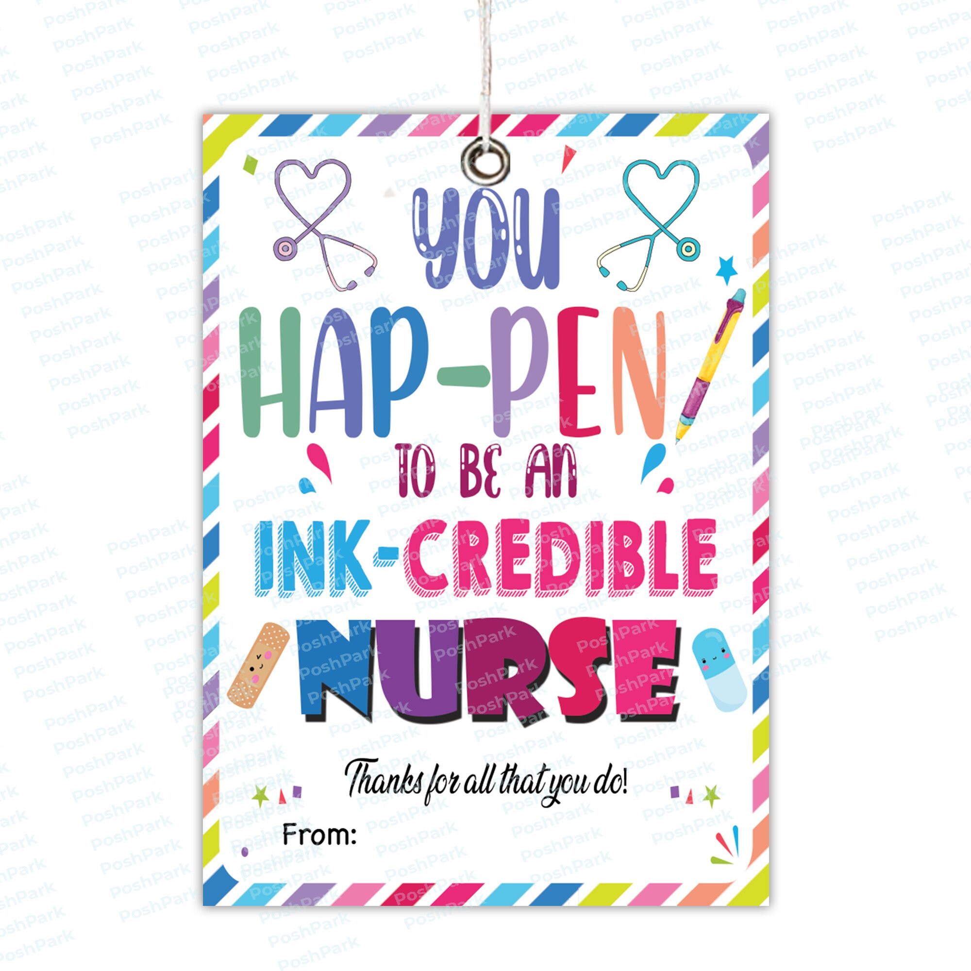 Thank You Nurse Tag, Printable PDF You Happen to Be Ink-credible Nurse ...