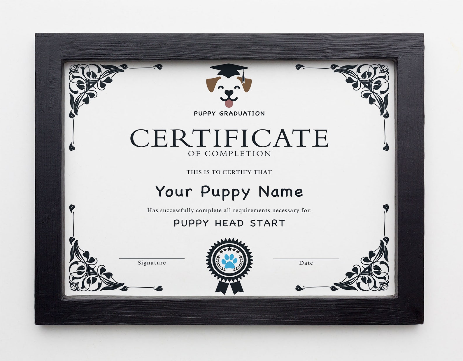 EDITABLE Puppy Dog Graduation Certificate Template, Dog Award ...