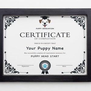 EDITABLE Puppy Dog Graduation Certificate Template, Dog Award ...