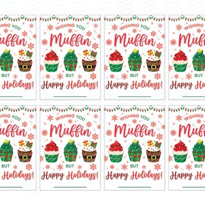 PDF Xmas Holiday Gift Tags, Wishing You Muffin but Happy Holiday Tags ...