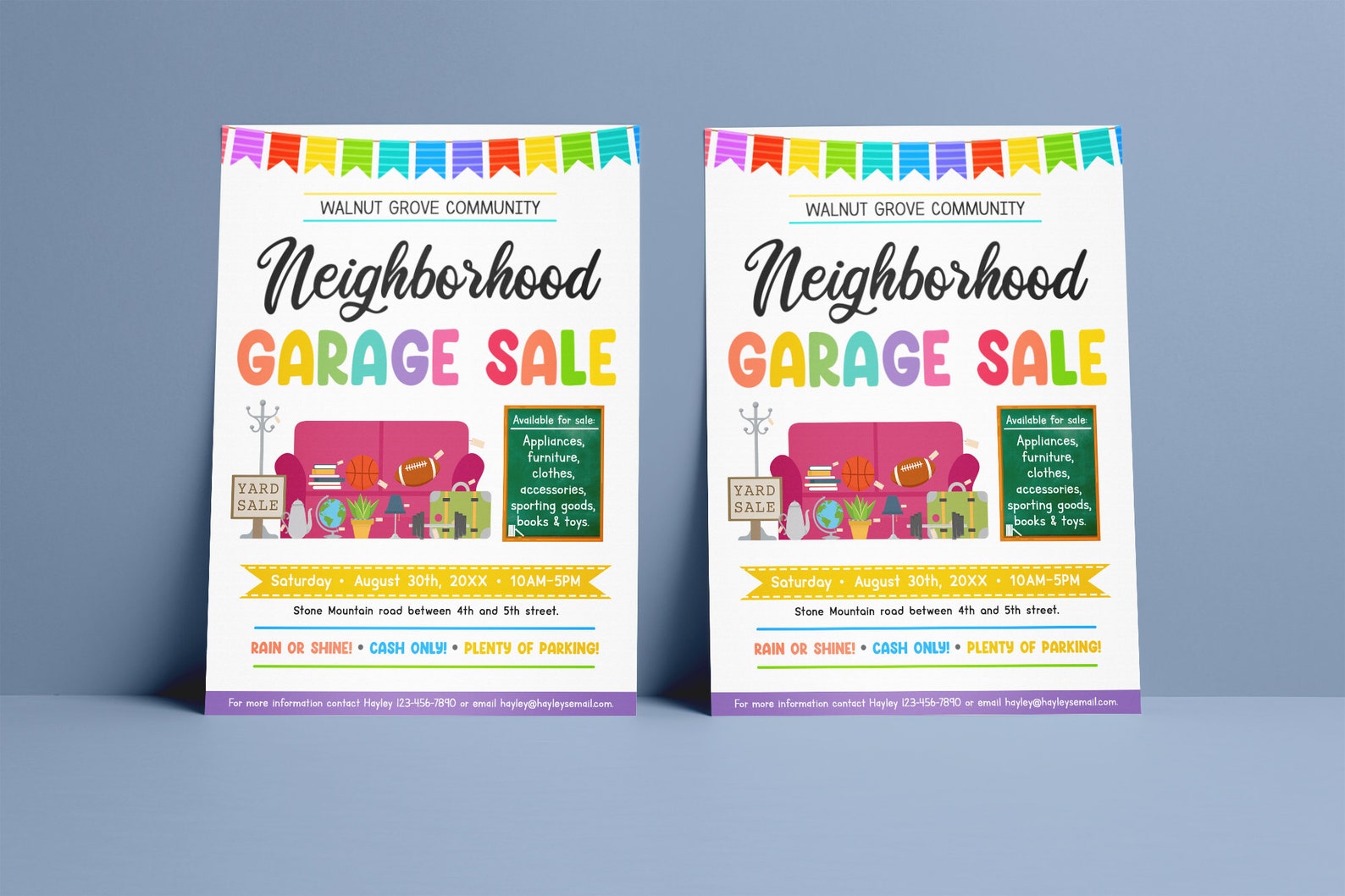 EDITABLE Garage Sale Flyer Temple, Printable Community Yard Sale Flyer ...