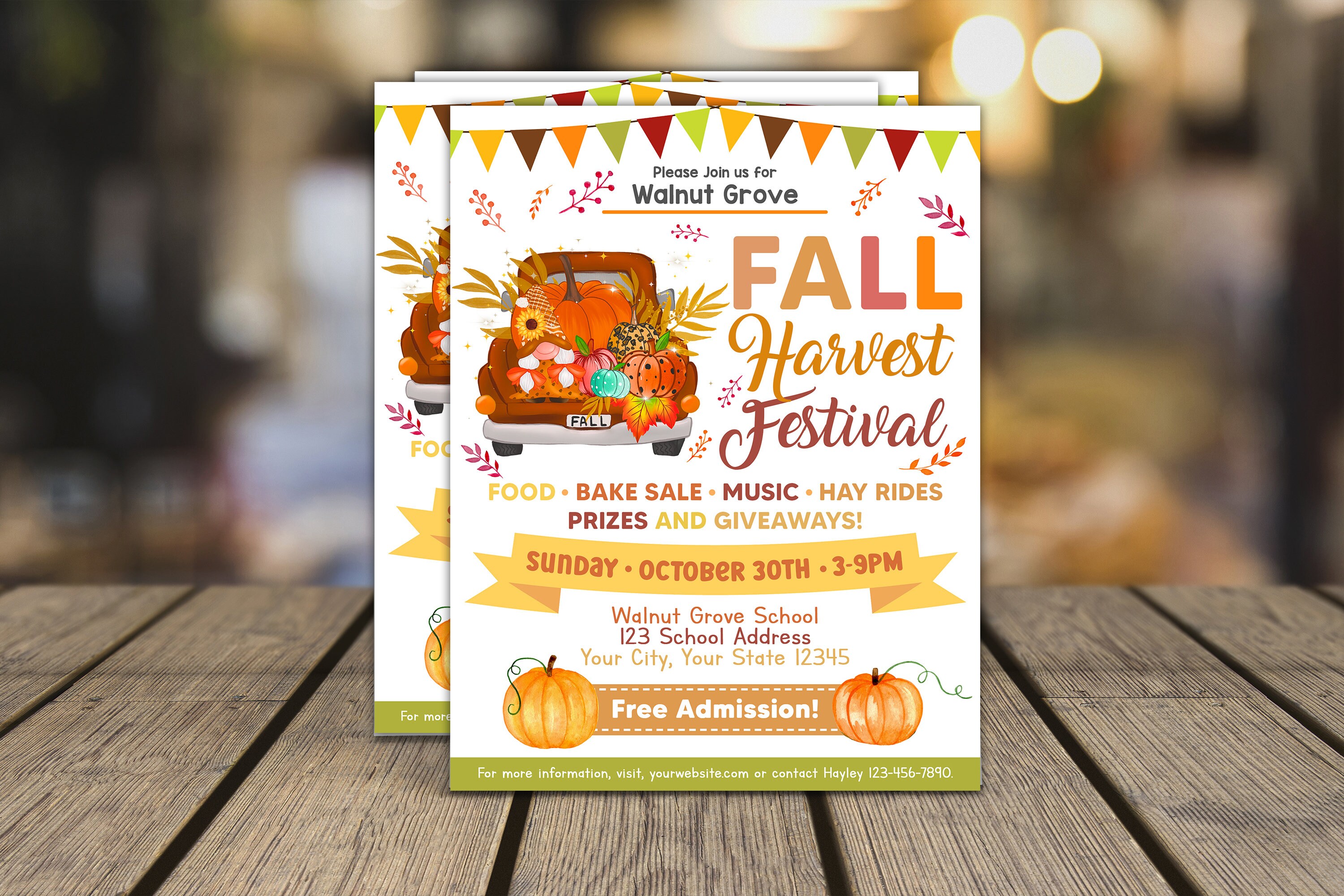 Editable Fall Harvest Festival Flyer, School Church Community Halloween ...