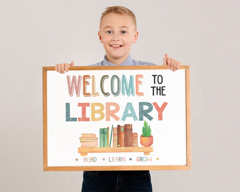Printable Welcome Library School Sign PDF Classroom Decor - Etsy