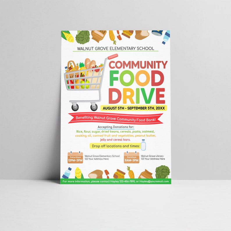 Editable Food Drive Flyer School Church Fundraiser Invite - Etsy