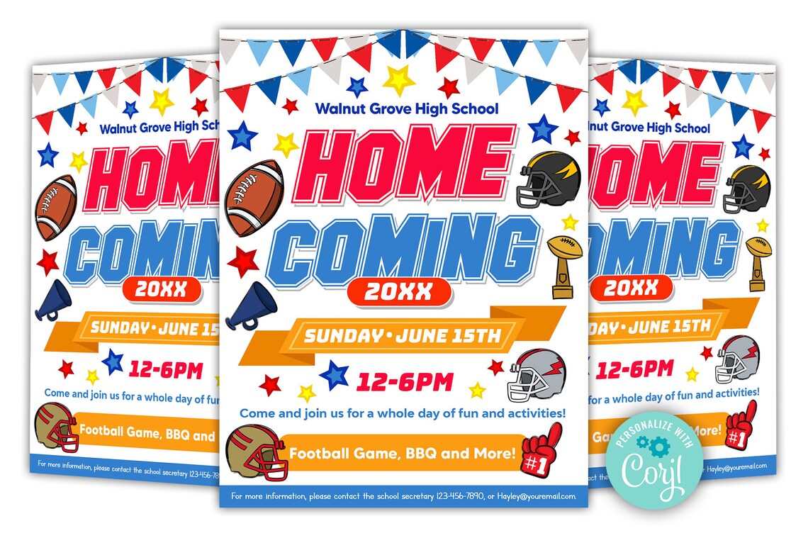 Editable Home Coming Flyer Template School PTO PTA Fundraiser - Etsy