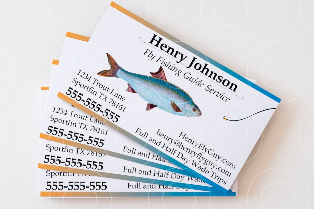 Editable Fishing Business Card, DIY Printable Fishing Business Card ...