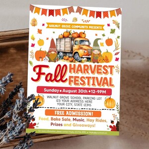 Editable Fall Harvest Festival Flyer Template, Fall Event Party Invite ...