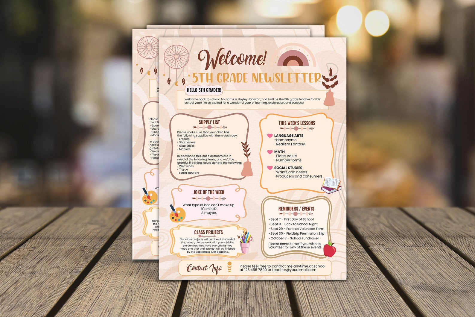 Back to School Newsletter Template for Teacher Boho Back to - Etsy