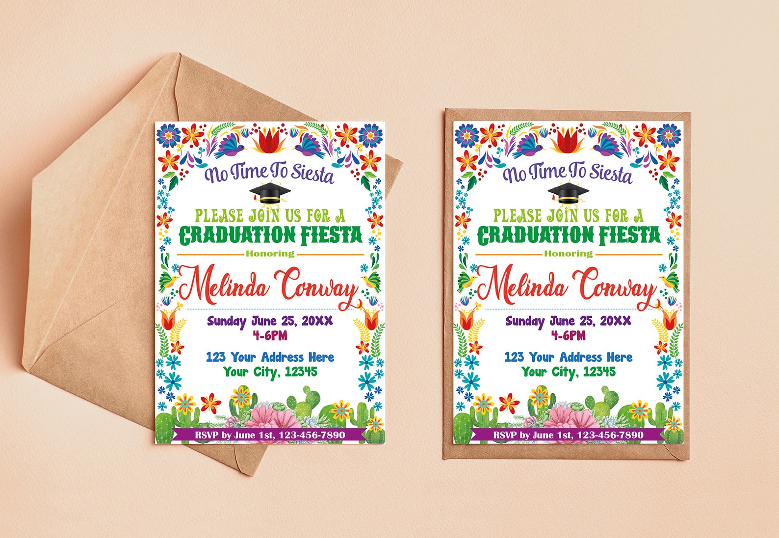 Mexican Graduation Invitation Template WHITE, Floral Fiesta Graduation ...