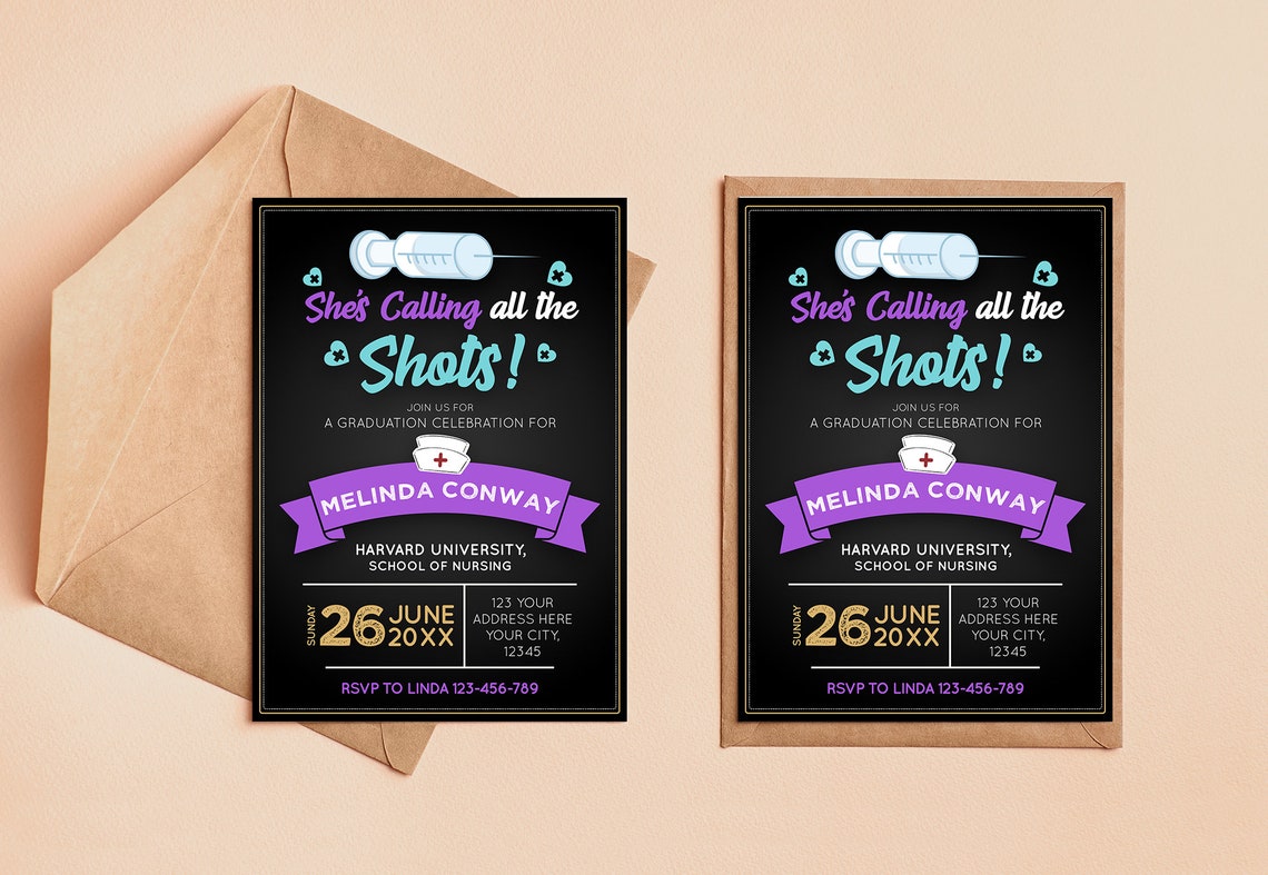 EDITABLE Nursing Graduation Invitation Instant Download BLACK, Nurse ...