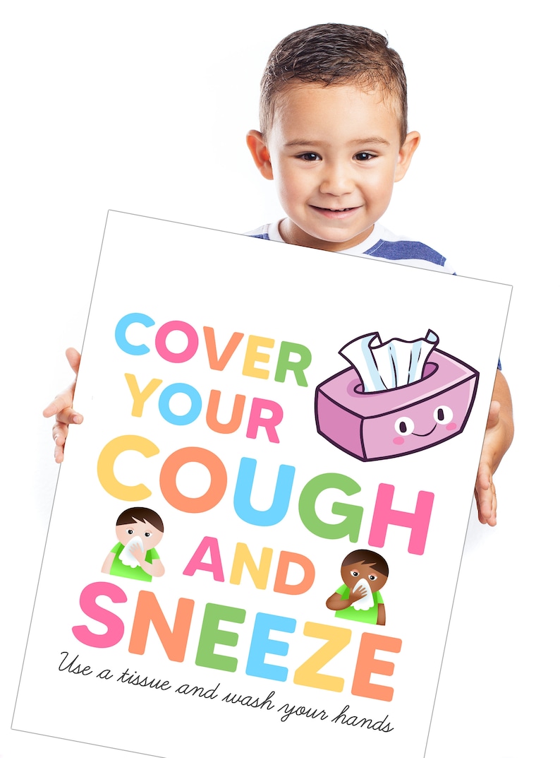 Printable Cover Your Mouth When You Cough or Sneeze Sign PDF - Etsy